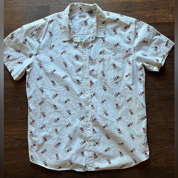 Miller Lite | Shirts | Mens Miller Lite Shirt White Allover Print Logo ...